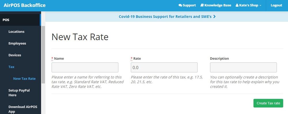 How to Setup or Modify Tax Rates through the Backoffice