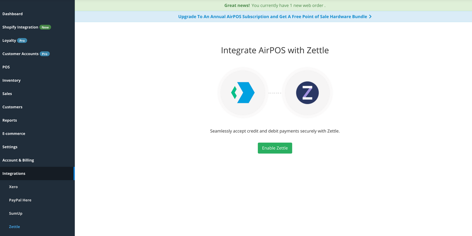 Zettle Integration Setup with AirPOS