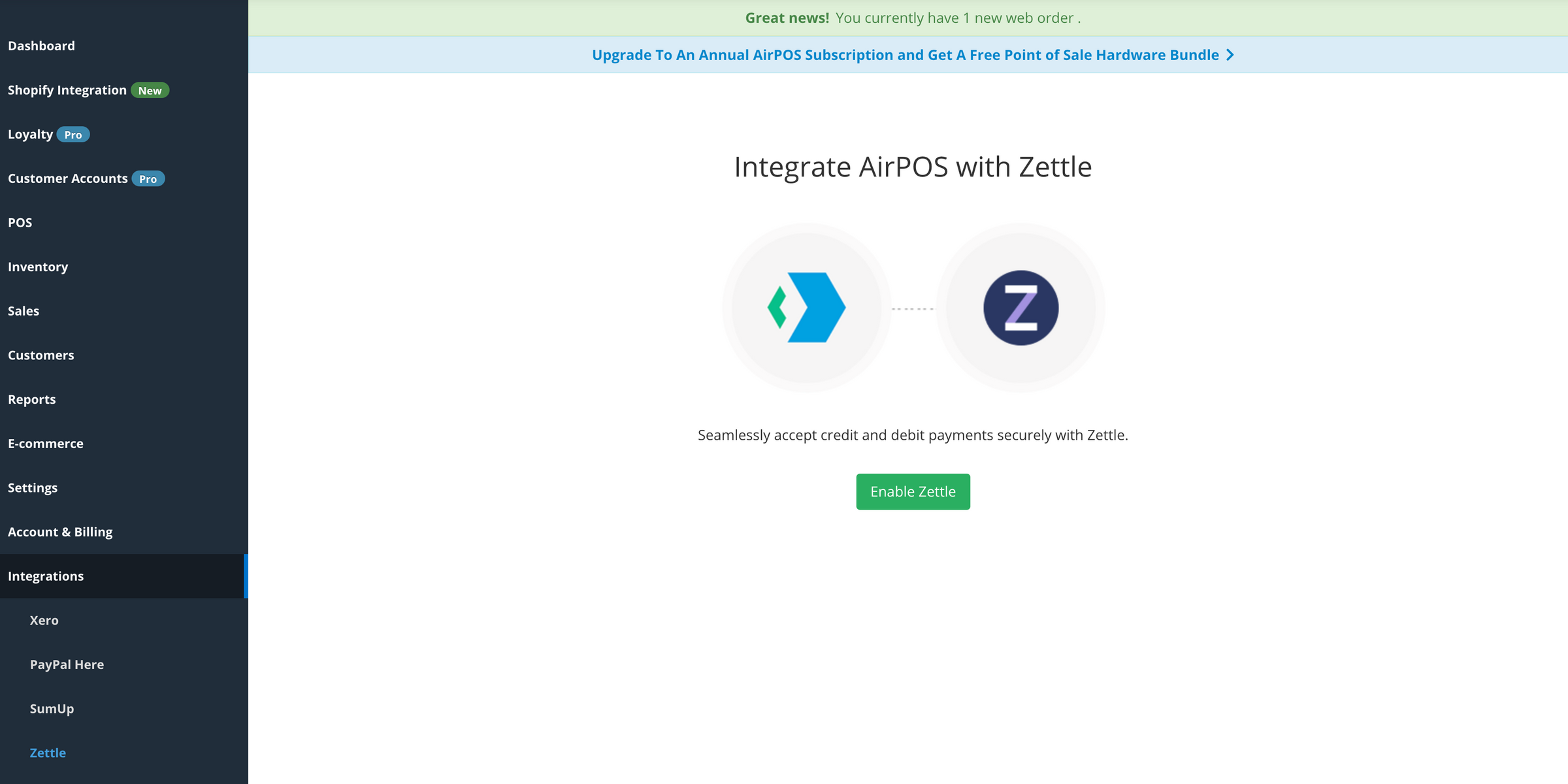 Zettle Integration Setup with AirPOS