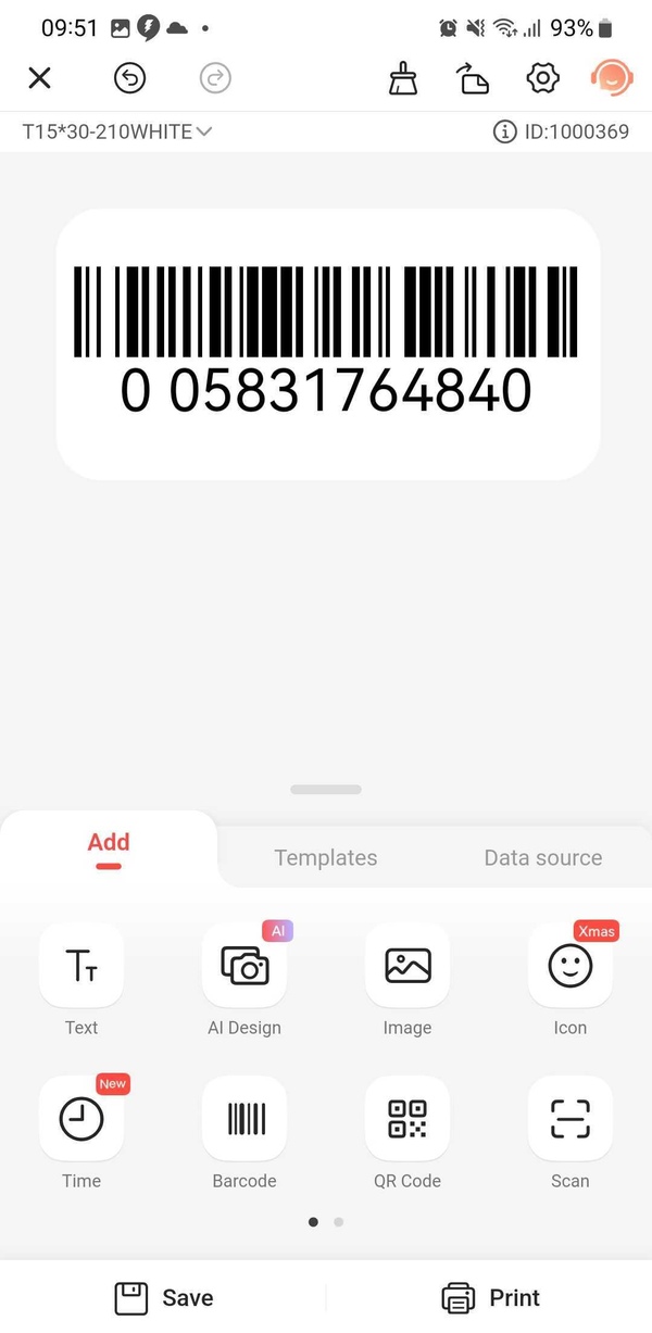 Generating Barcodes for use with AirPOS: Niimbot D110 Barcode Printer